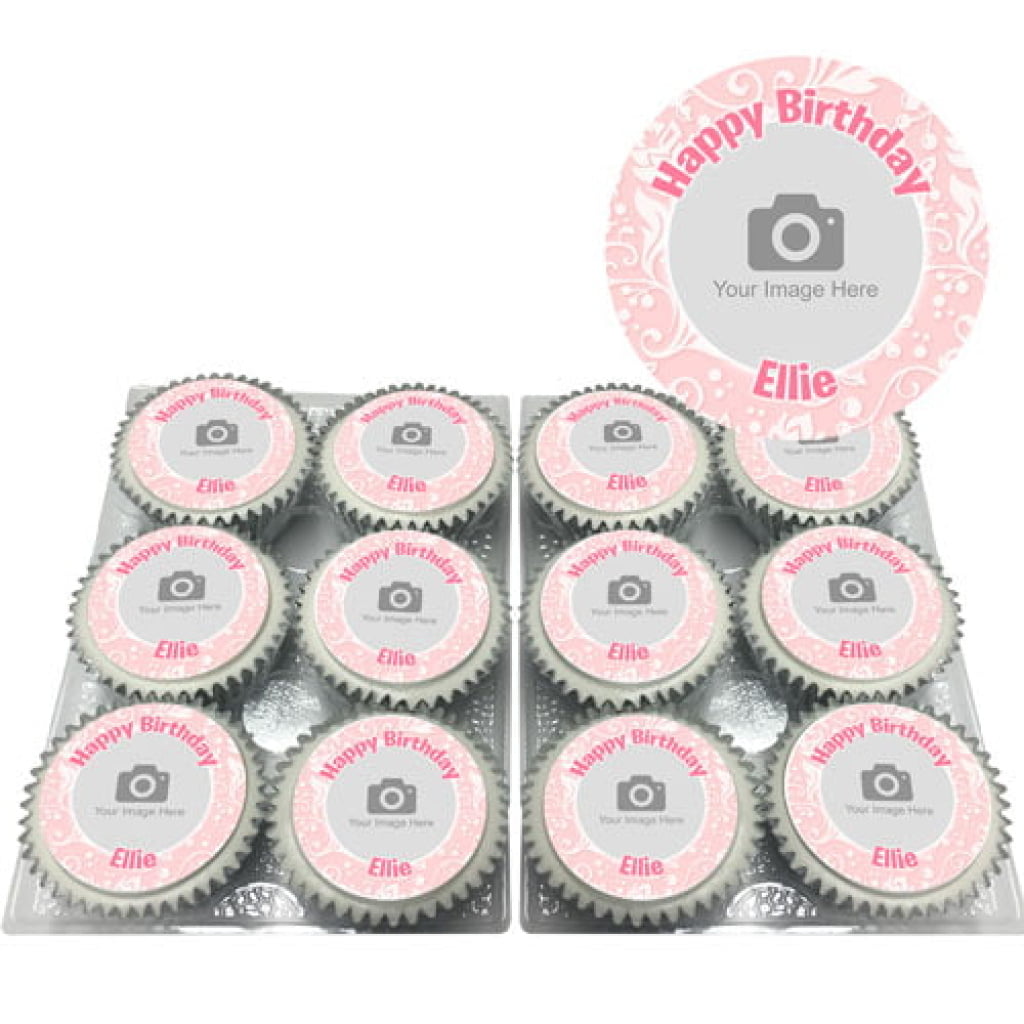 Pink Ornate Flower Cupcakes - Eat Your Photo