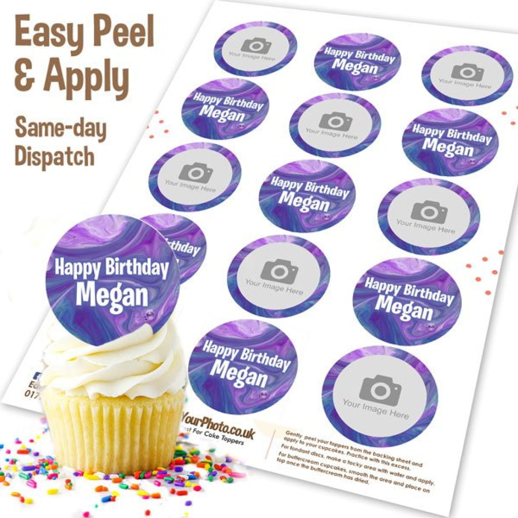 Purple Marble Cupcake Toppers - Eat Your Photo