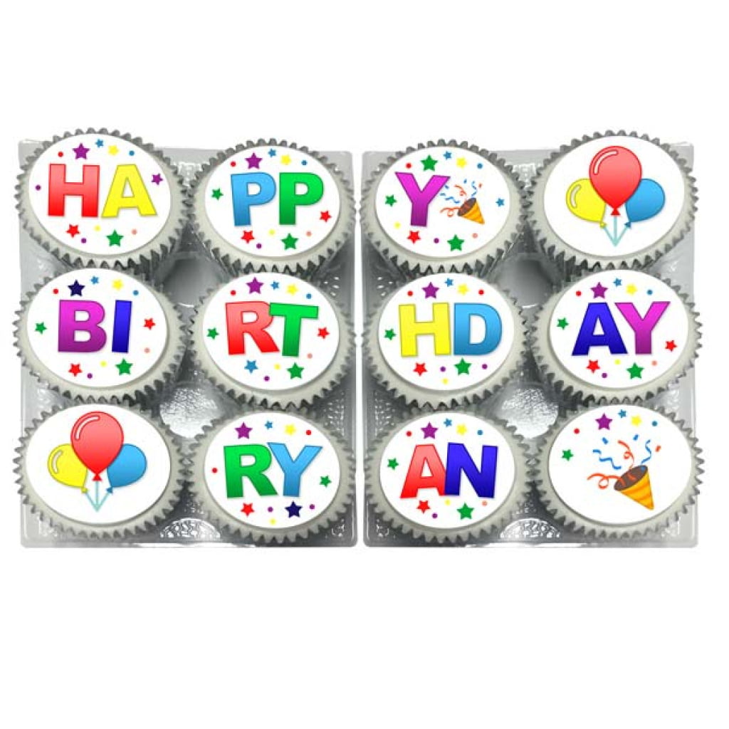Personalised Happy Birthday Cupcakes Delivered - Eat Your Photo